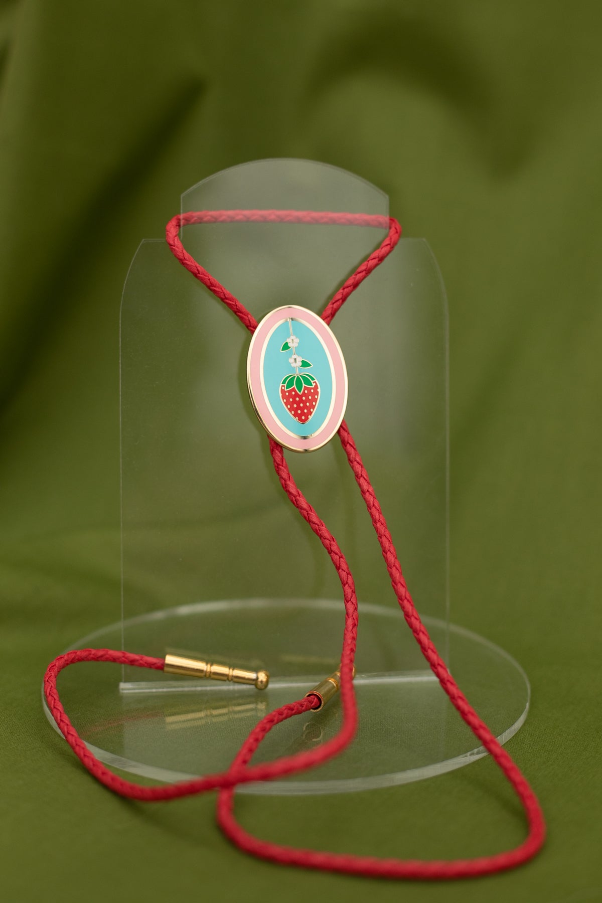 Strawberry Oval Bolo Tie – tiny deer studio